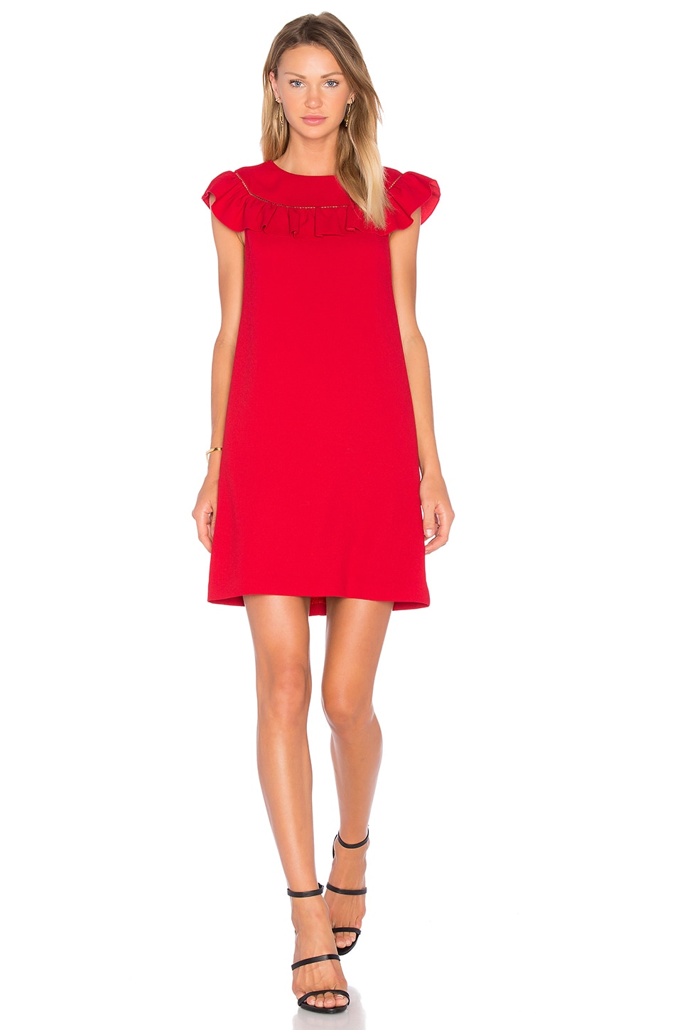 Trina Turk Ruffle Dress in Ruby Rose | REVOLVE