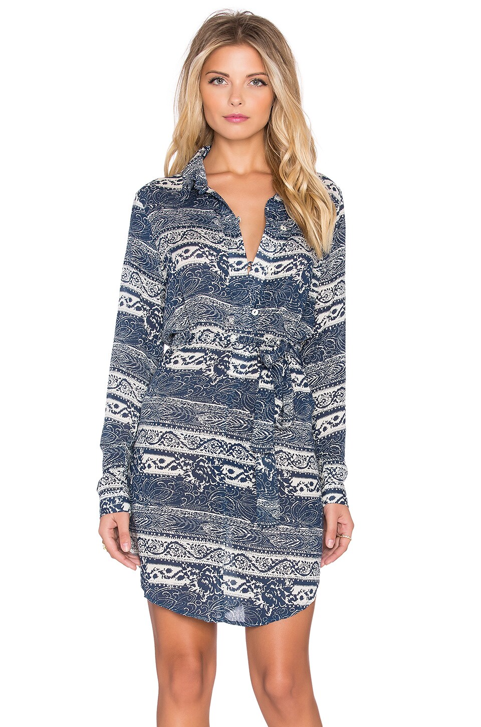 Tularosa x REVOLVE James Shirt Dress in Navy Paisley | REVOLVE