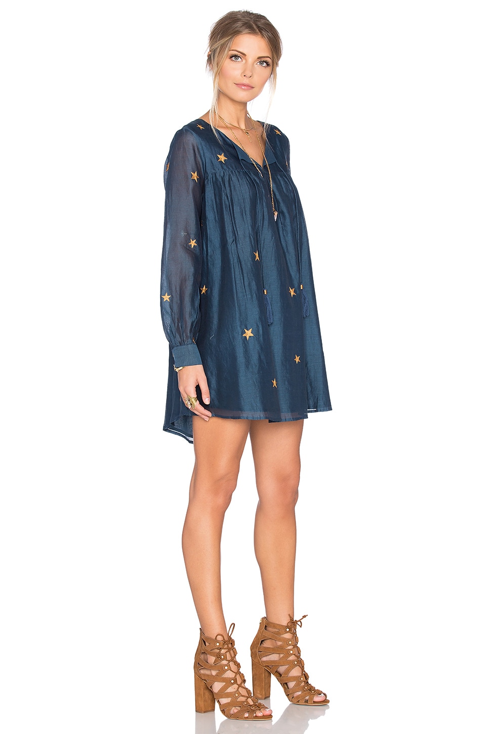 Tularosa Blythe Dress in Navy & Gold | REVOLVE