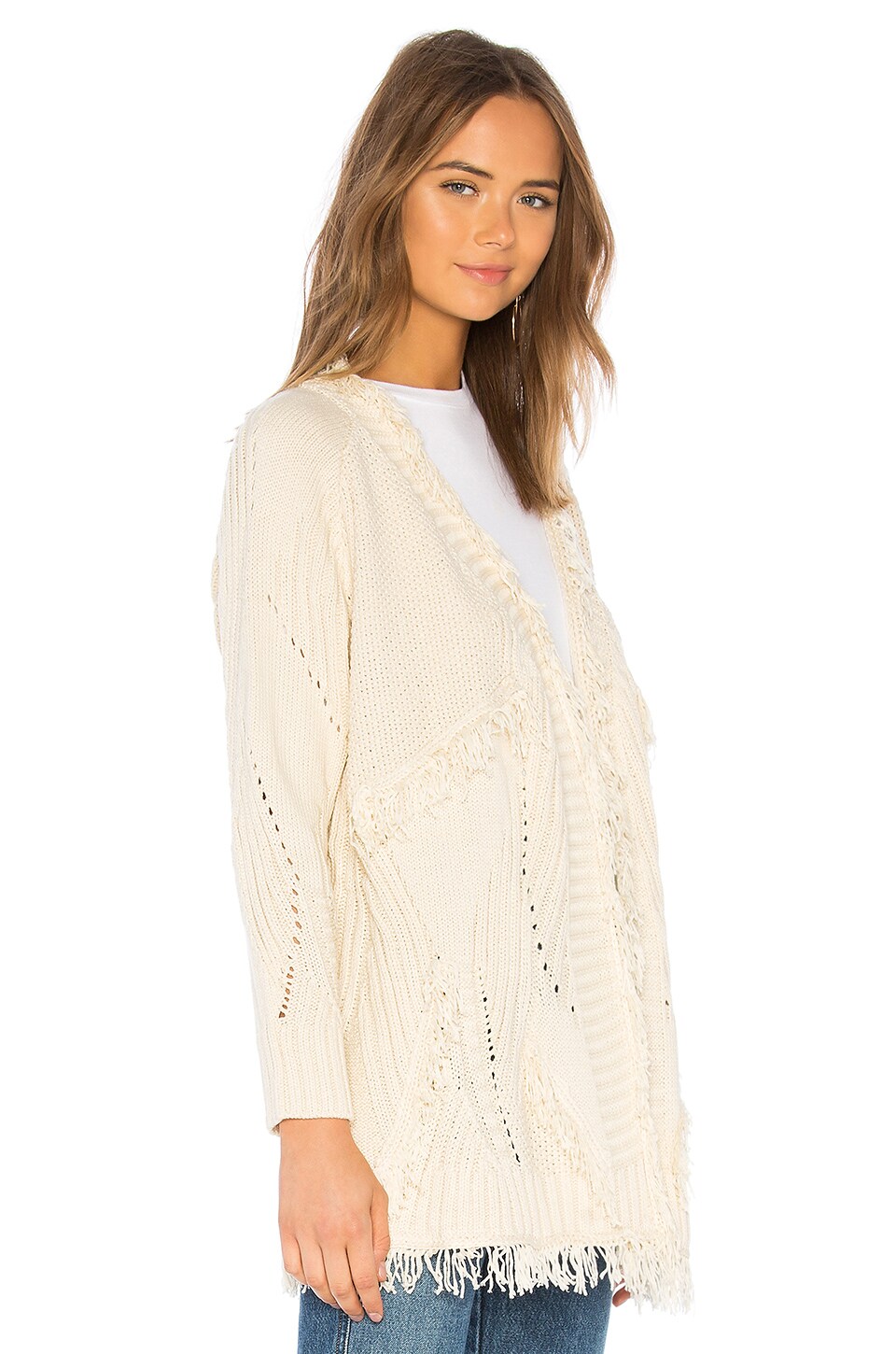 Tularosa Cardigan With Fringe Detailing in Cream | REVOLVE