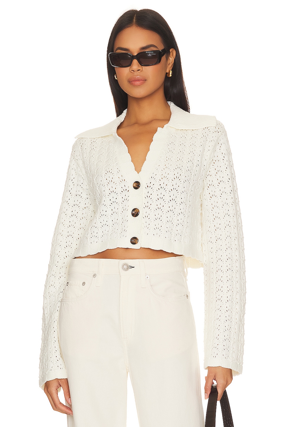 Tularosa Audri Crochet Cardigan in Ivory | REVOLVE