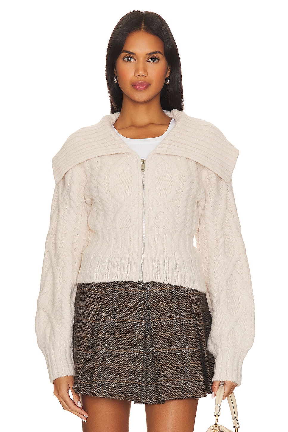 Tularosa Adia Cable Coat in Cream | REVOLVE