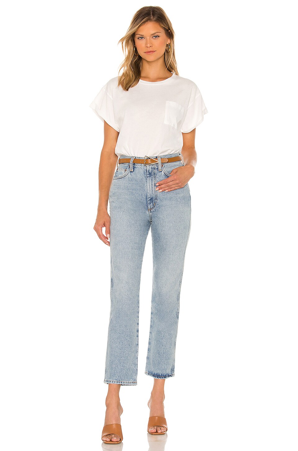 Tularosa Green The Brooke Pocket Tee in White | REVOLVE