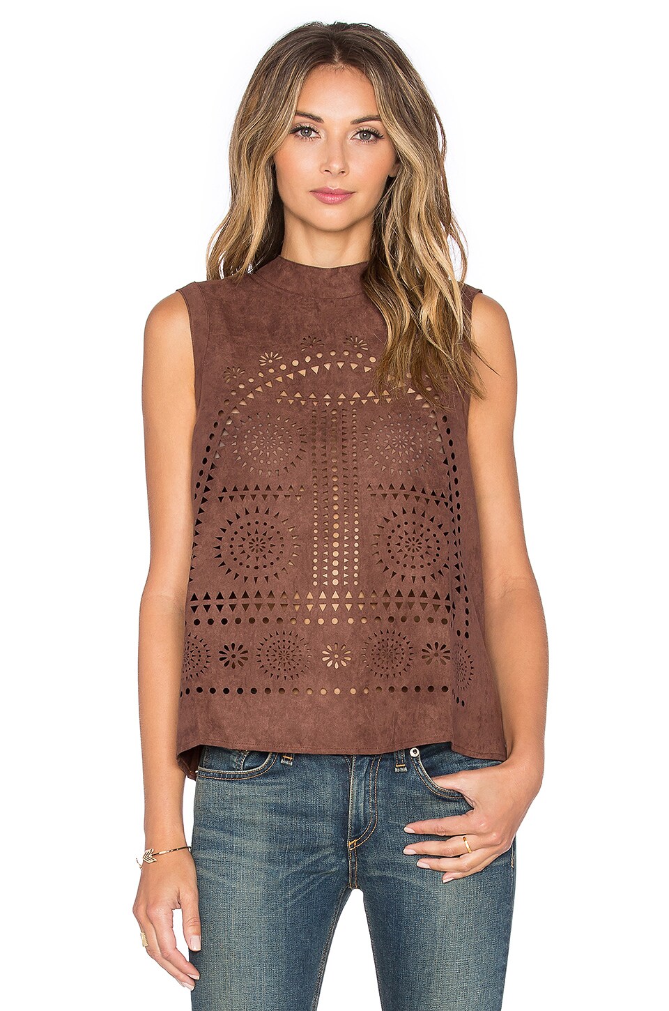 Tularosa Elliot Laser Cut Top in Putty | REVOLVE