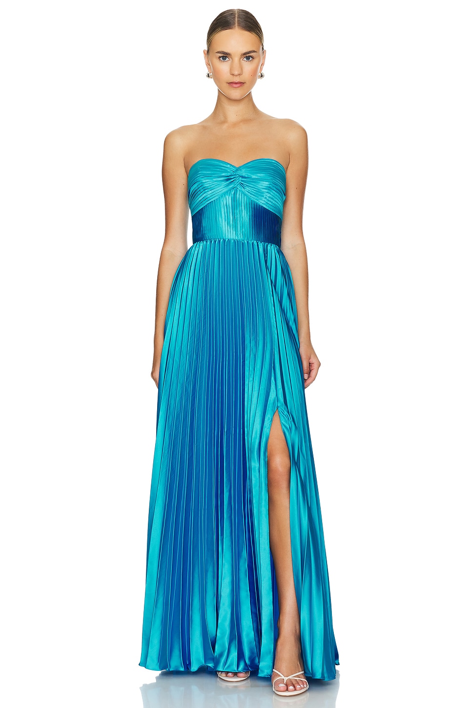 AMUR Stef Pleated Gown in Adonis Blue | REVOLVE
