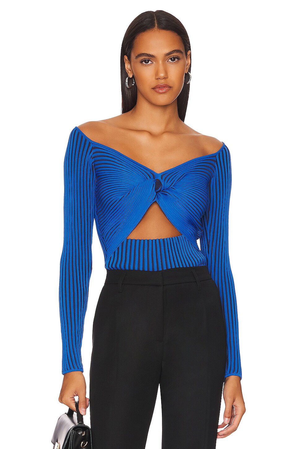 AMUR Levona Cut Out Top in Navy & Canal Blue | REVOLVE
