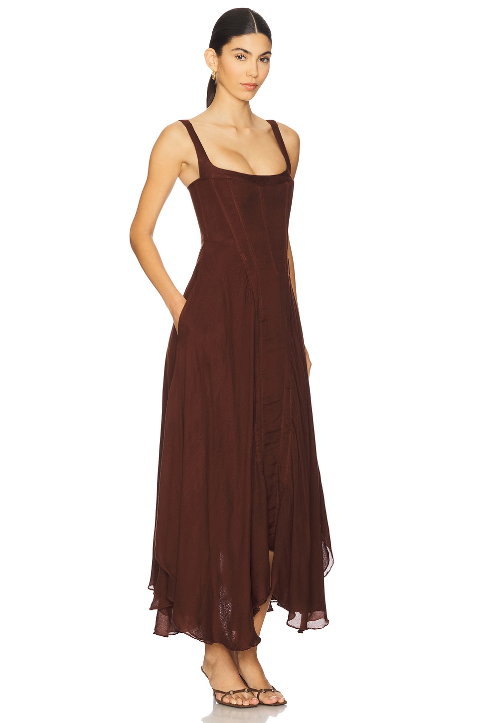 Understated Leather Honey Moon Dress in Chocolate | REVOLVE
