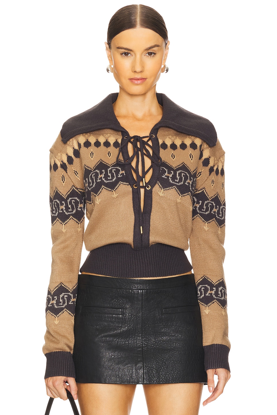 Understated Leather Nordic Cowboy Sweater in Tan Multi | REVOLVE
