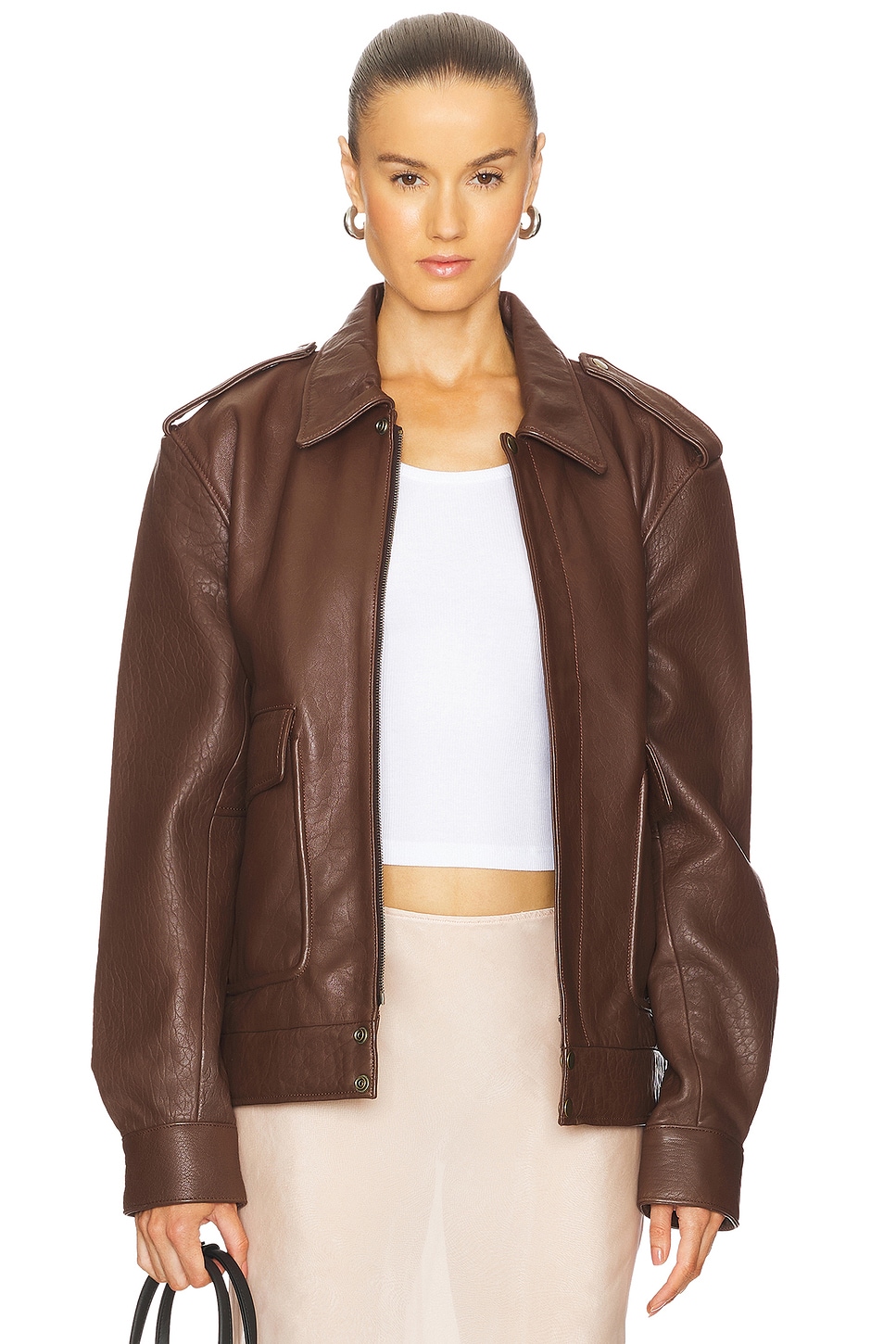 Understated Leather The Dream Boat Bomber Jacket in Brown | REVOLVE