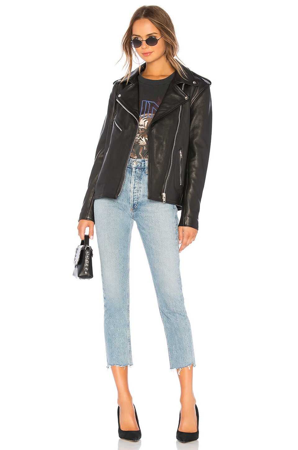 Understated Leather Oversized Moto Jacket in Black | REVOLVE