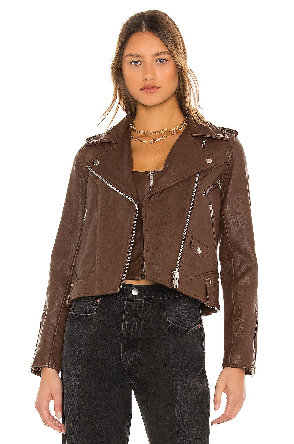 Understated Leather Slick Jacket in Mustang | REVOLVE