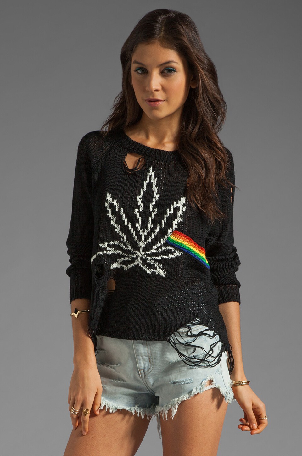 UNIF Weed Floyd Sweater in Black | REVOLVE