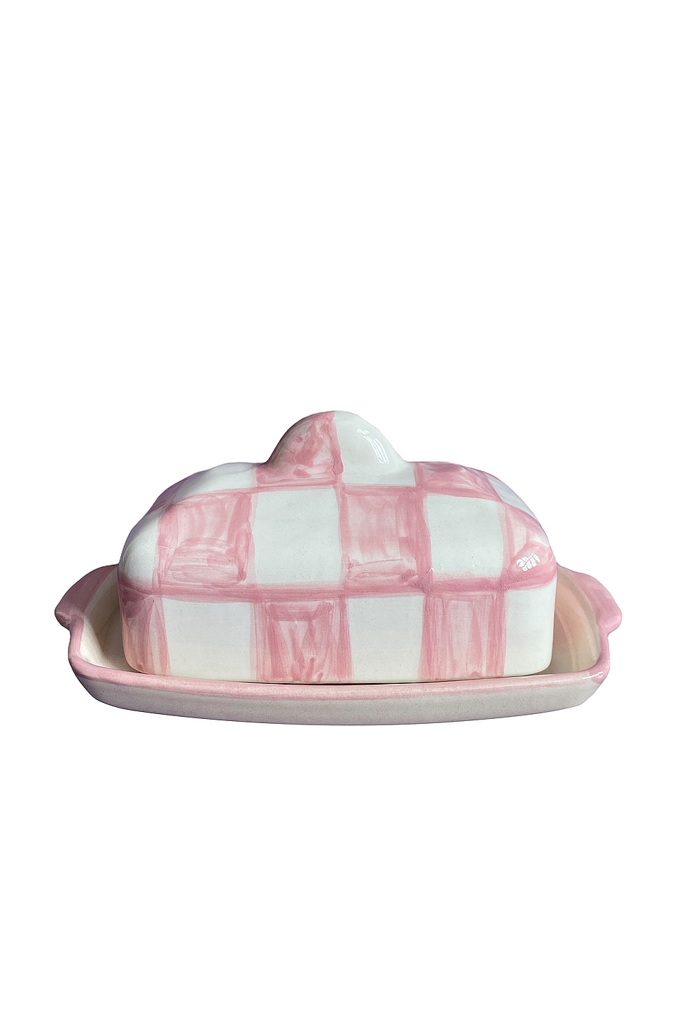 Vaisselle Buttercup Butter Dish in White & Pink Checkerboard | REVOLVE