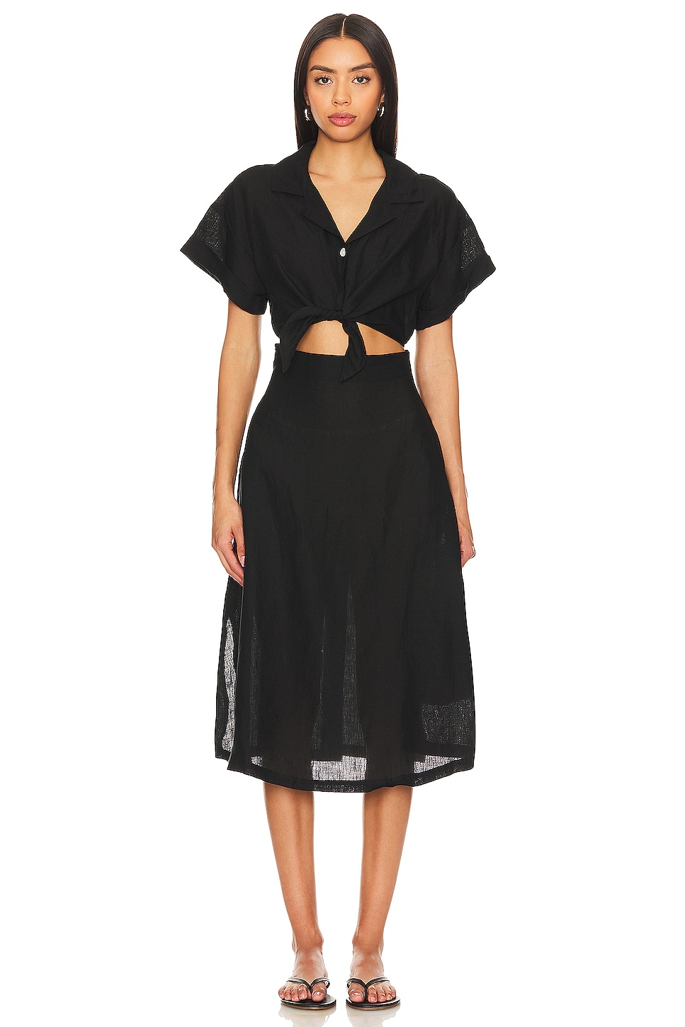 vitamin A Playa Cut Out Dress in Black EcoLinen | REVOLVE