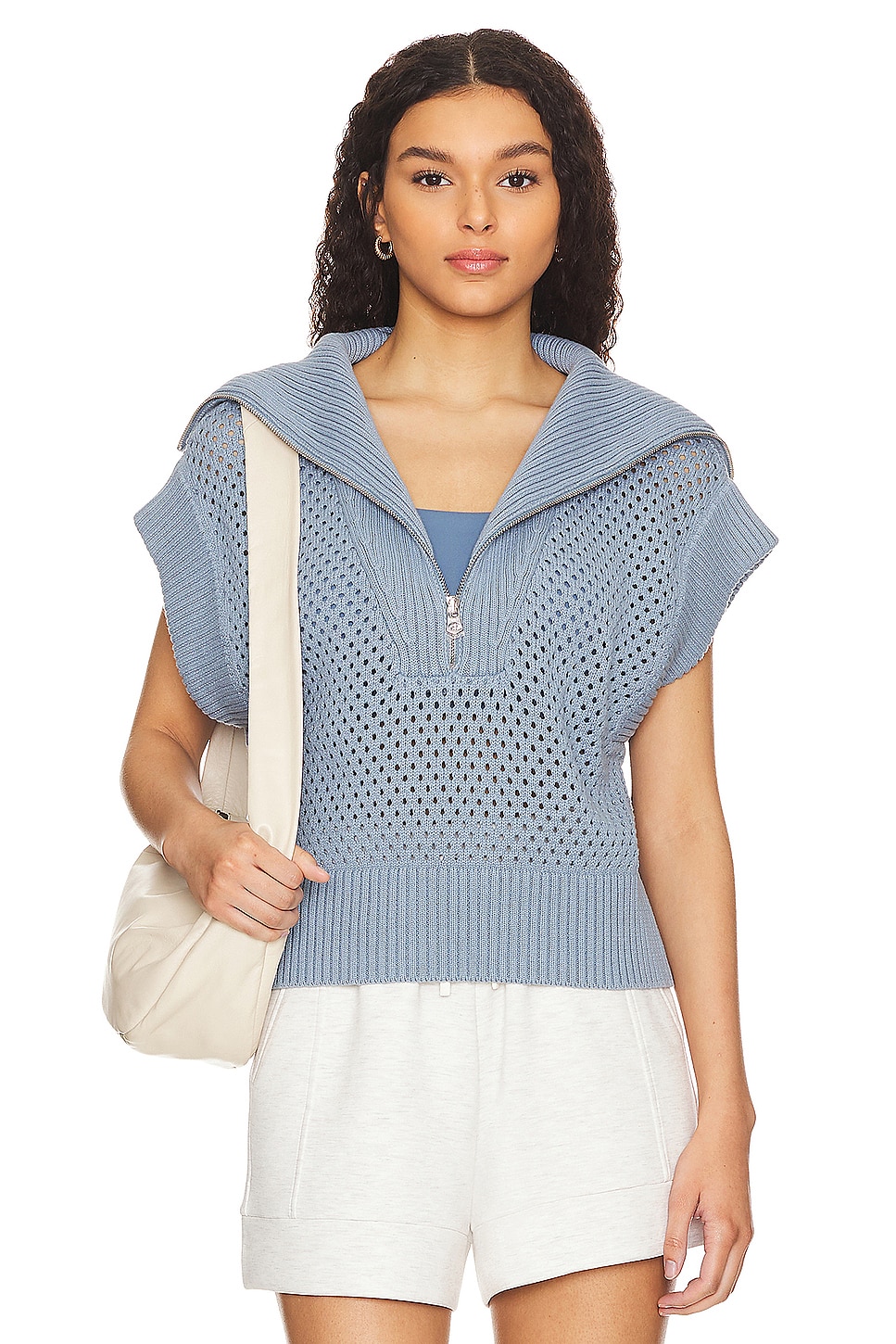 Varley Mila Half Zip Sweater in Ashley Blue | REVOLVE