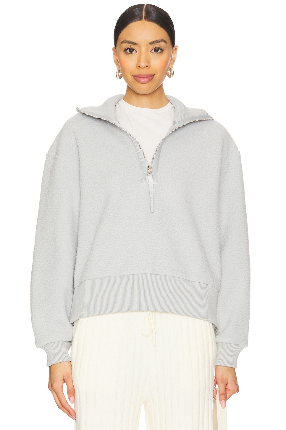Varley Roselle Half Zip Fleece Sweatshirt in Pearl Blue | REVOLVE