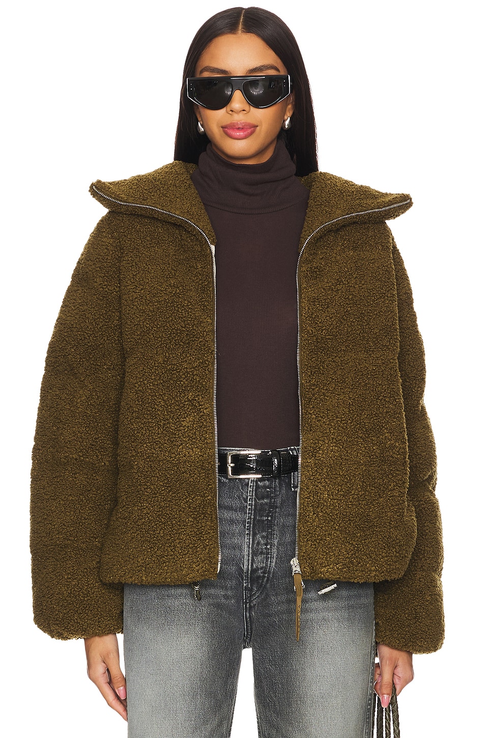 Varley Wilkins Sherpa Puffer Jacket in Dark Olive | REVOLVE
