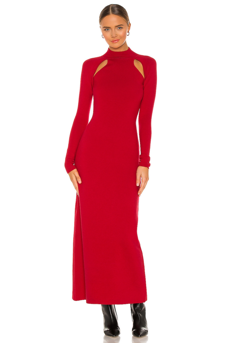 Victor Glemaud Long Sleeve Turtleneck Dress in Poppy | REVOLVE