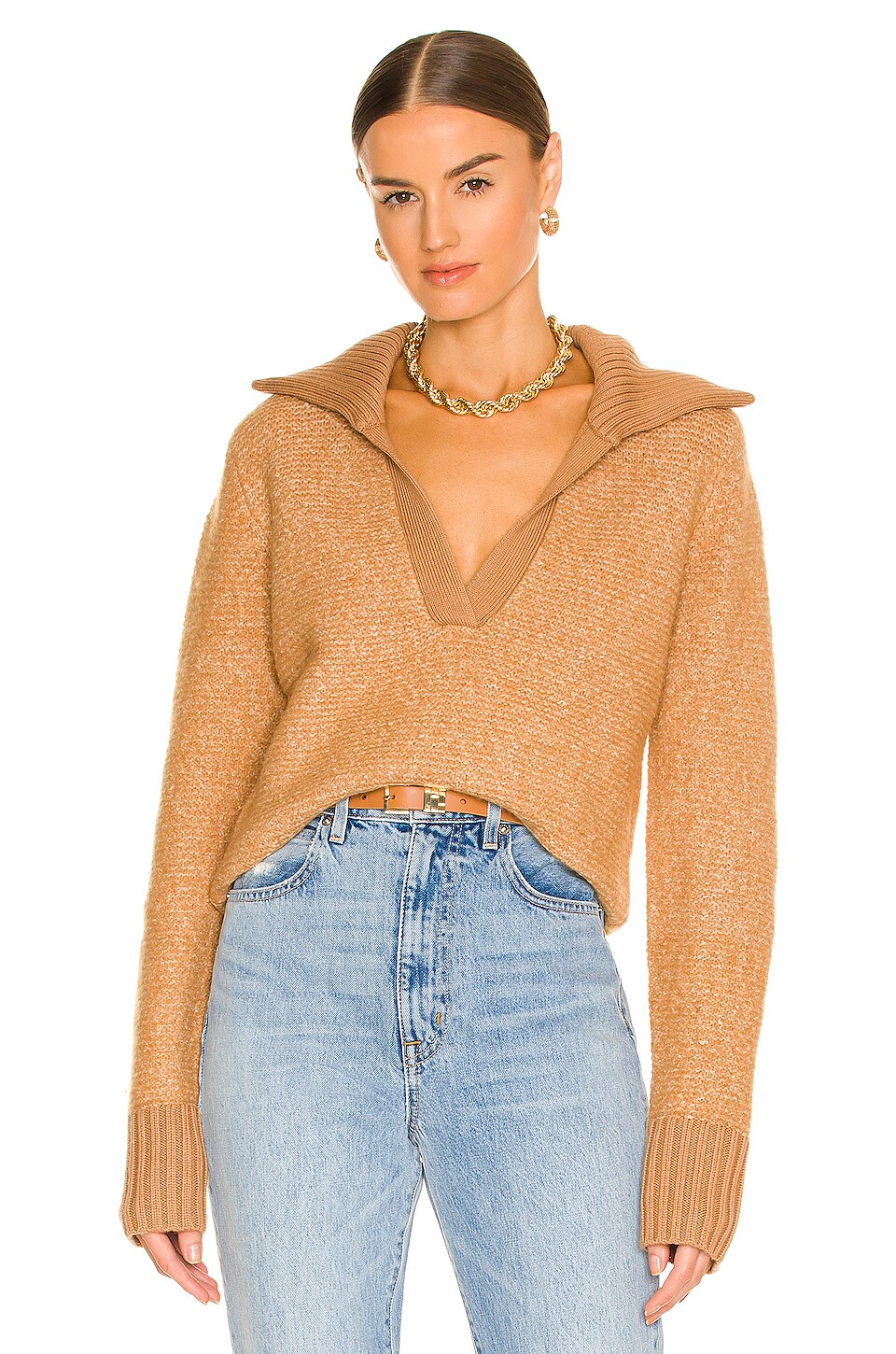 Veronica Beard Brogan Sweater in Camel | REVOLVE