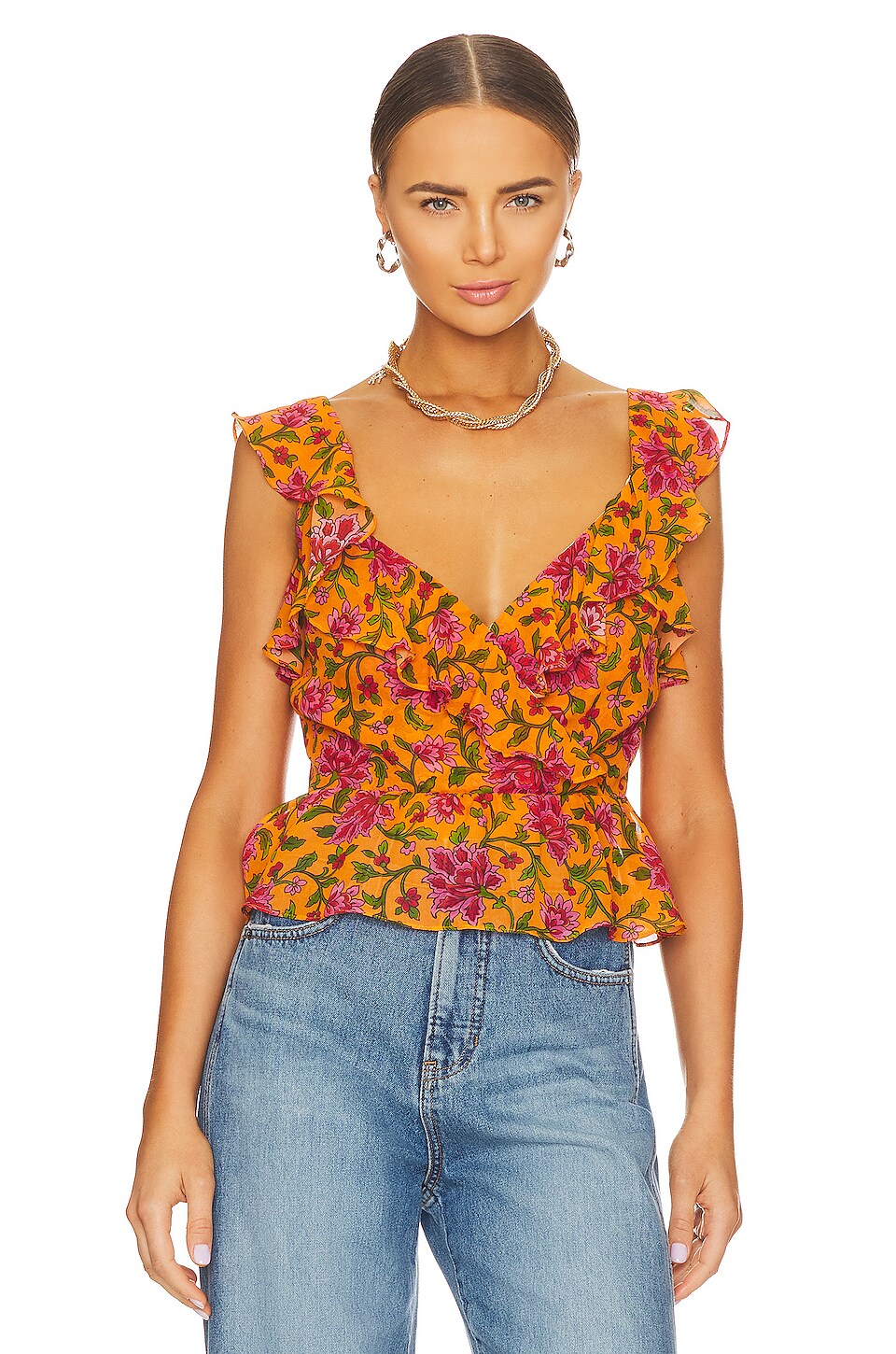 Veronica Beard Randa Top in Hot Orange Multi | REVOLVE
