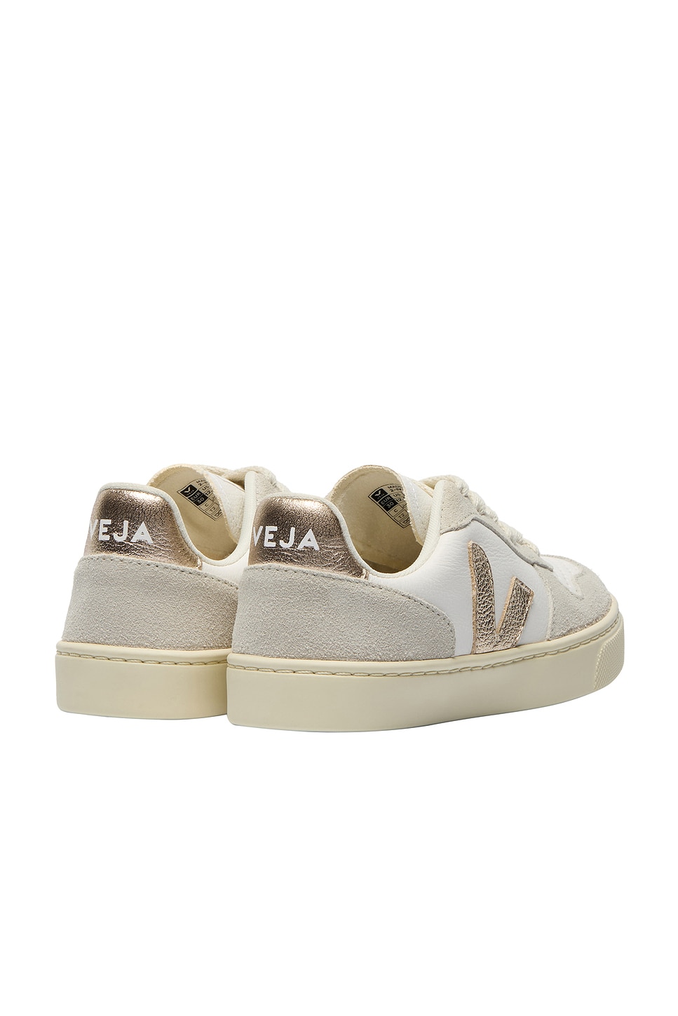 Veja Junior Small V-10 Laces Sneaker in Extra-white Platine Natural ...