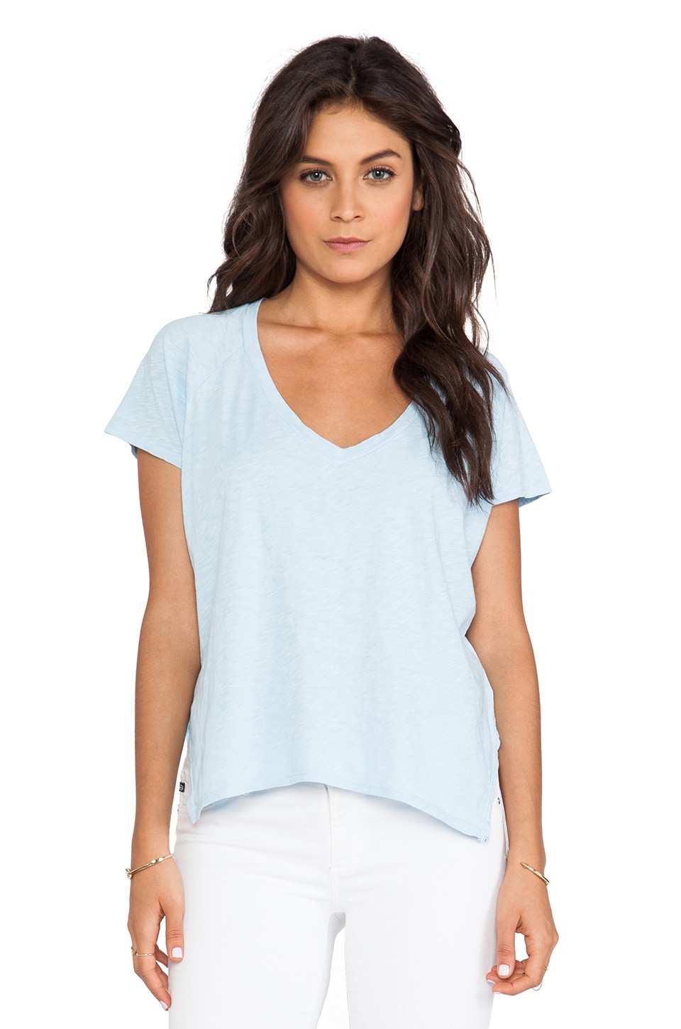 Velvet by Graham & Spencer Angelique Cotton Slub Tee in Danube | REVOLVE