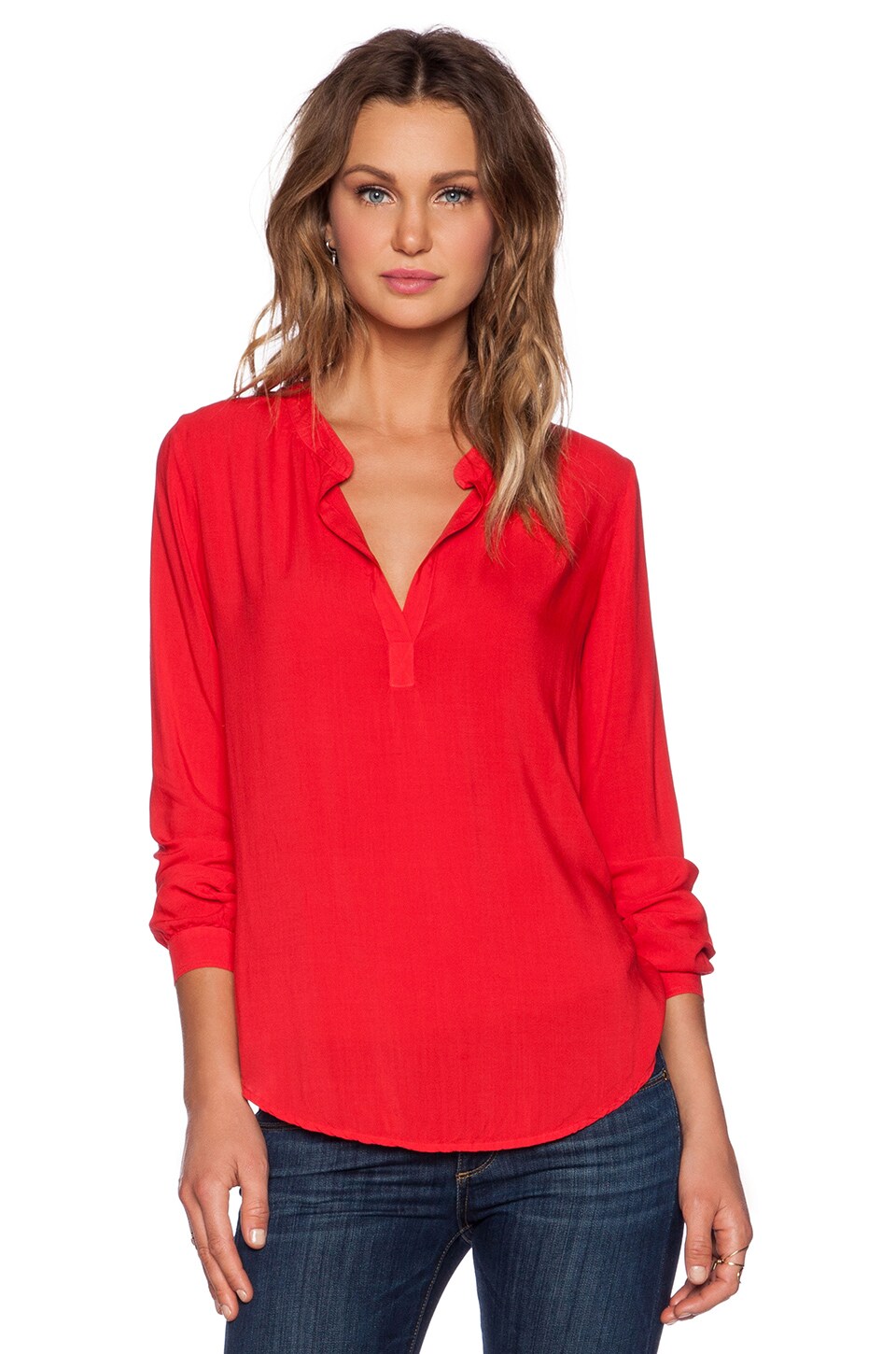 Velvet By Graham And Spencer Rayon Challis Rosie Top In Sportred Revolve
