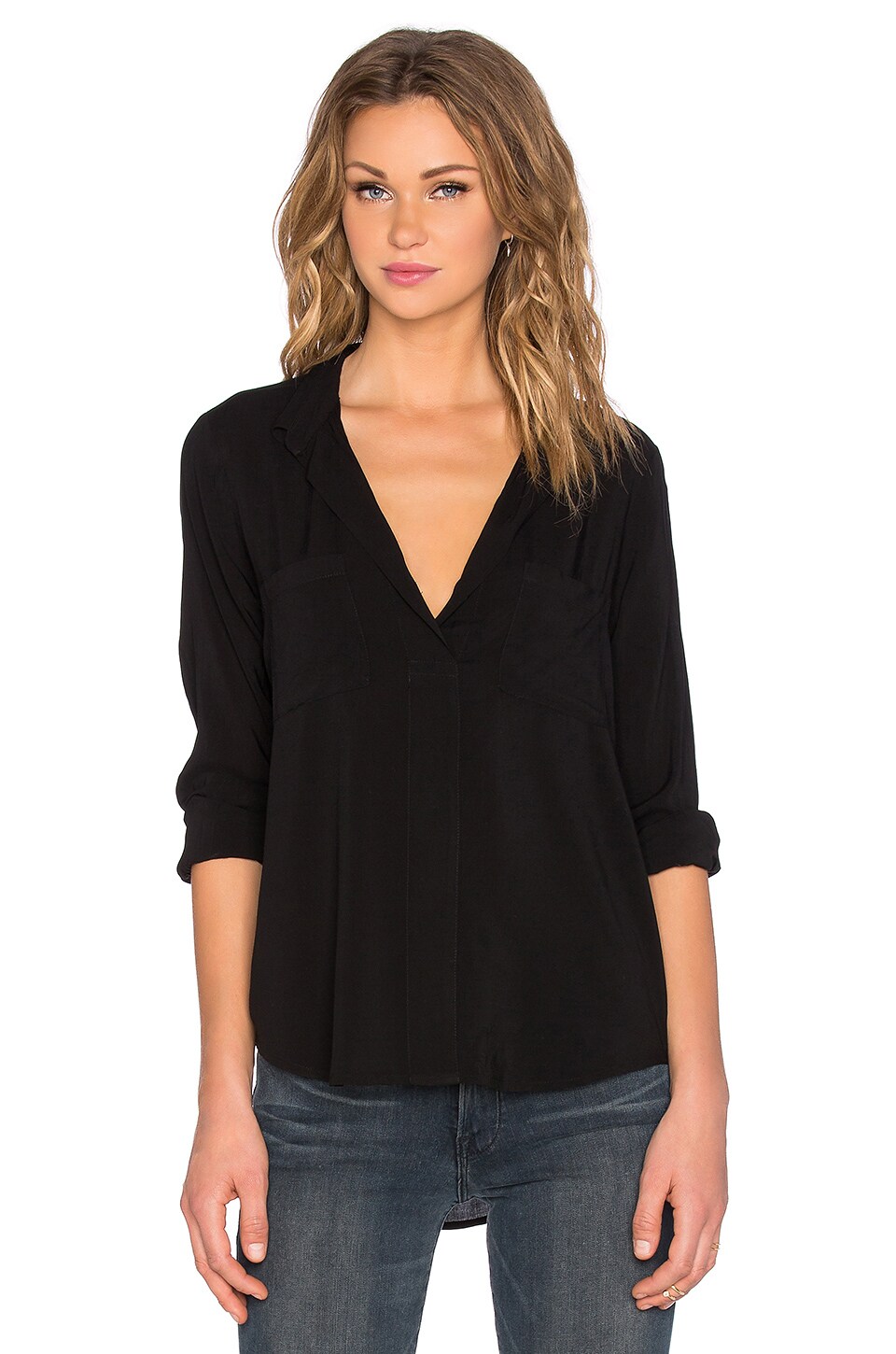 Velvet By Graham And Spencer Davincia Rayon Challis Collared Long Sleeve