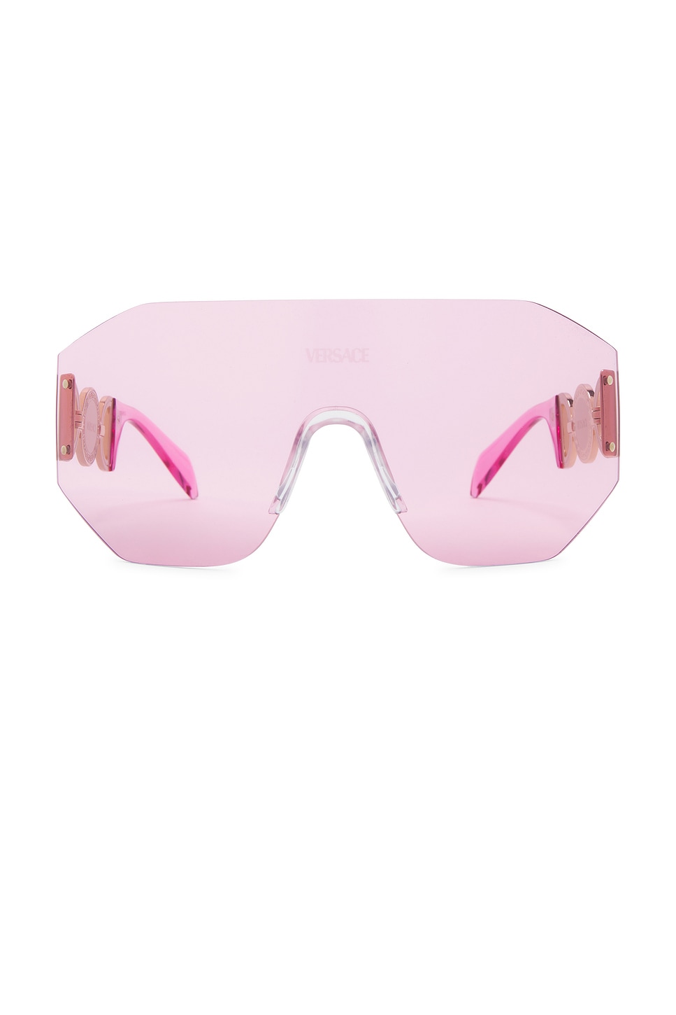 VERSACE Shield Sunglasses in Pink | REVOLVE