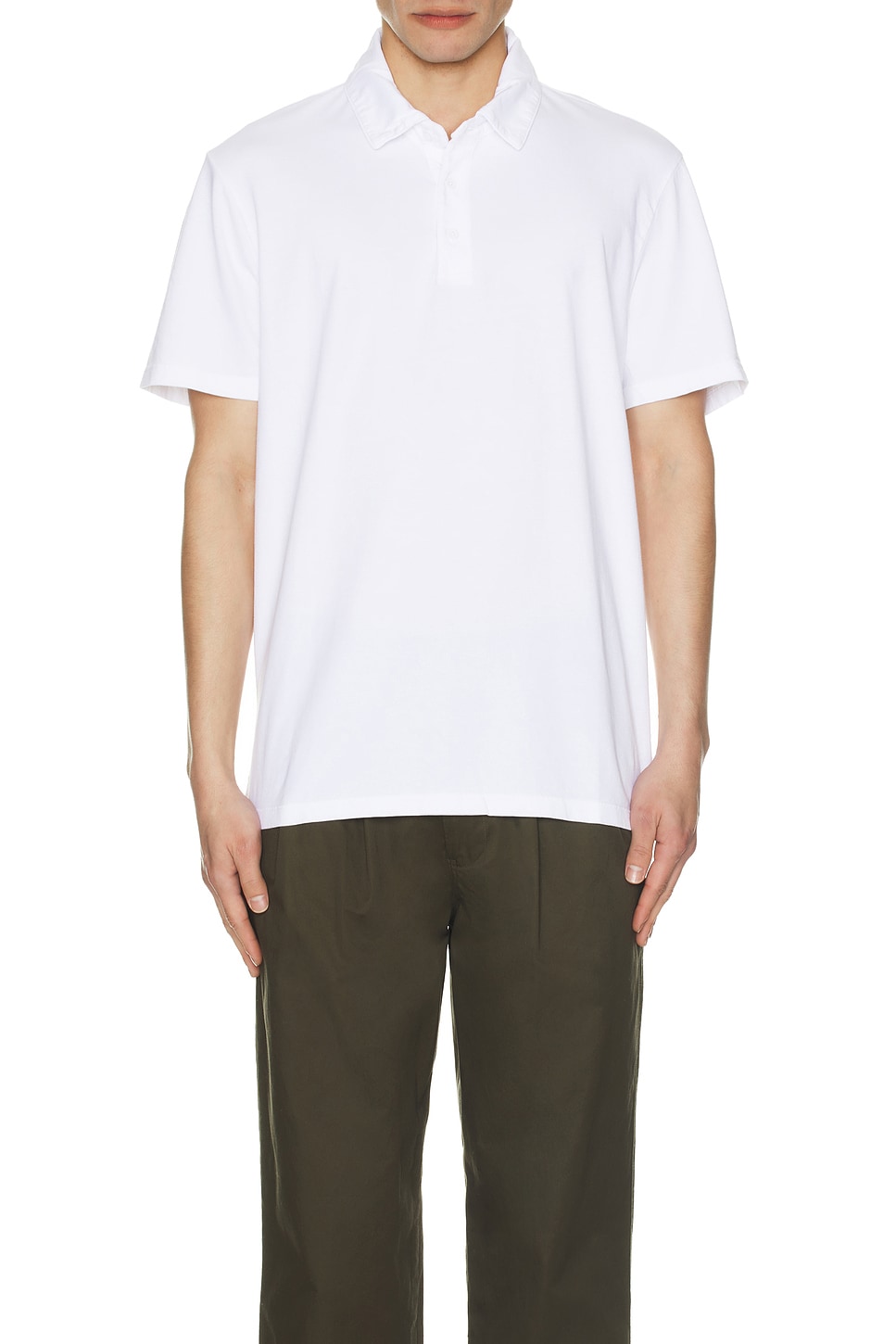 Vince Garment Dye Polo in Optic White | REVOLVE