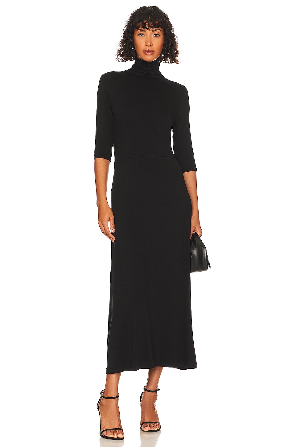 Vince Elbow Sleeve Turtleneck Dress in Black | REVOLVE