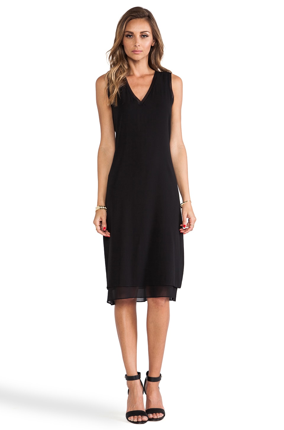 Vince V-Neck Dress in Black | REVOLVE