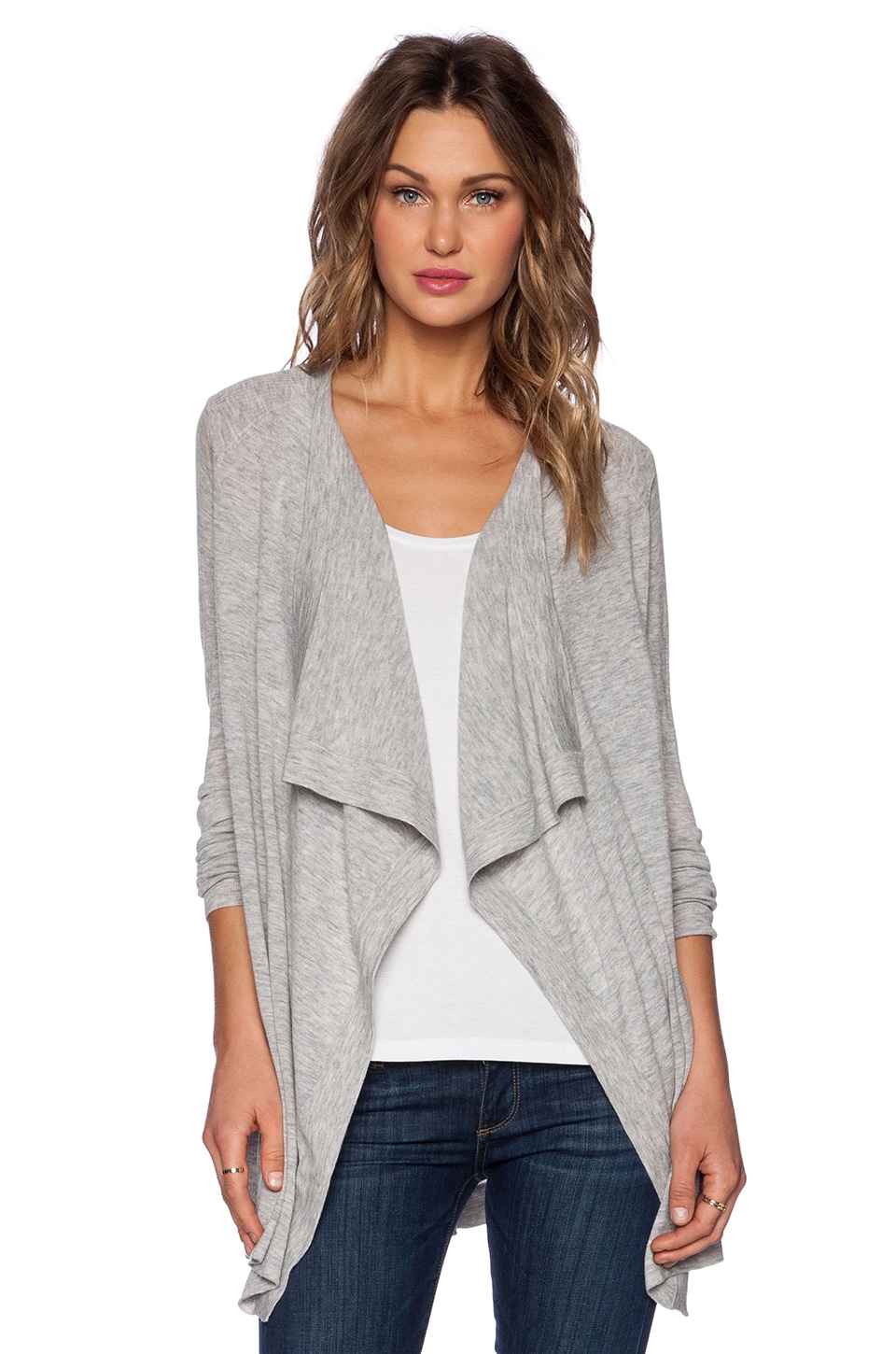 Vince Drape Cardigan in Heather Steel | REVOLVE