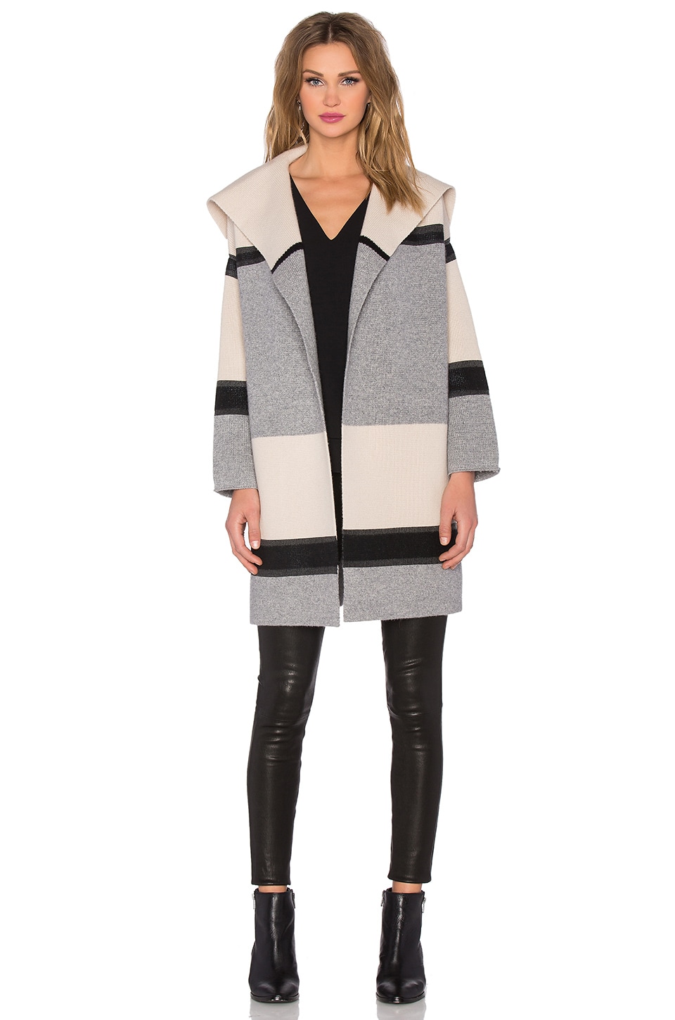 Vince Colorblock Car Coat in Ivory & Grey | REVOLVE
