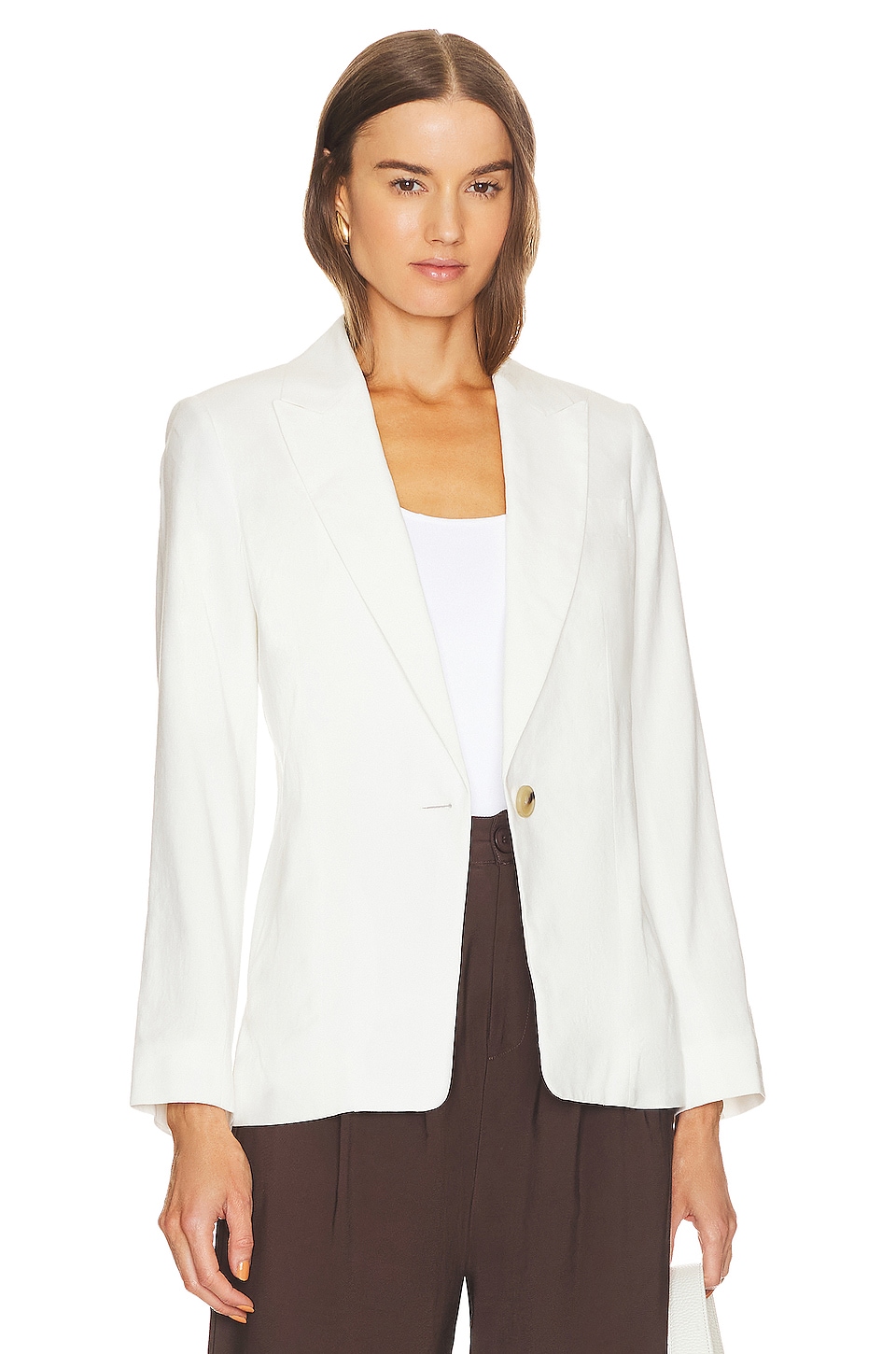 Vince Single Breasted Blazer in Off-white | REVOLVE
