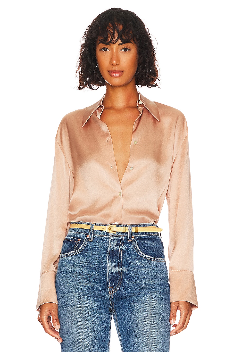 Vince Ruched Blouse in Rose Dawn | REVOLVE