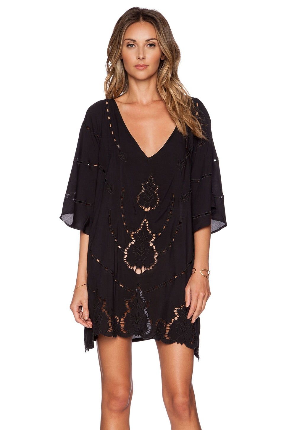 Vix Swimwear CAFTANO RICAMATO in Black | REVOLVE