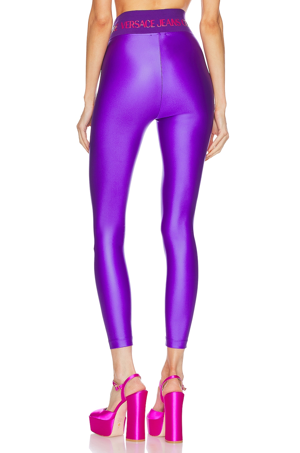 Versace Jeans Couture Satin Legging Doodle Waistband in Royal Purple ...