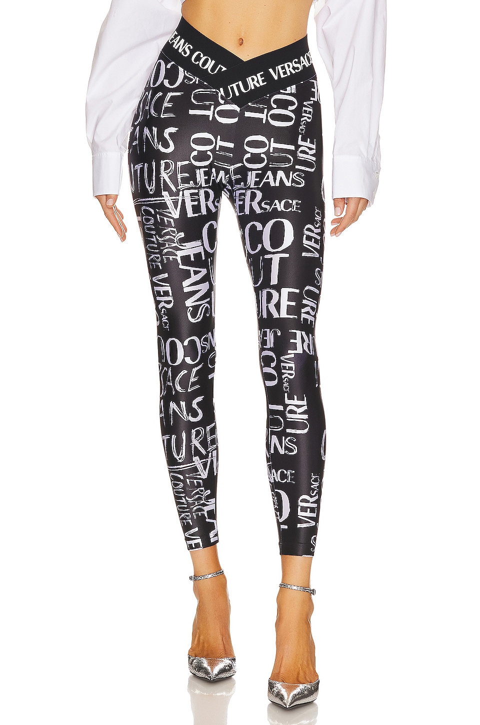 Versace Jeans Couture Satin Legging in Black | REVOLVE