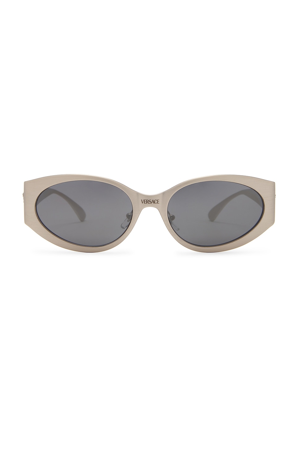 VERSACE Oval Sunglasses in Silver & Light Grey Mirror Silver | REVOLVE