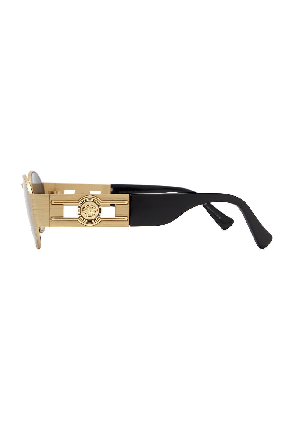 VERSACE Oval Sunglasses in Gold & Dark Grey | REVOLVE