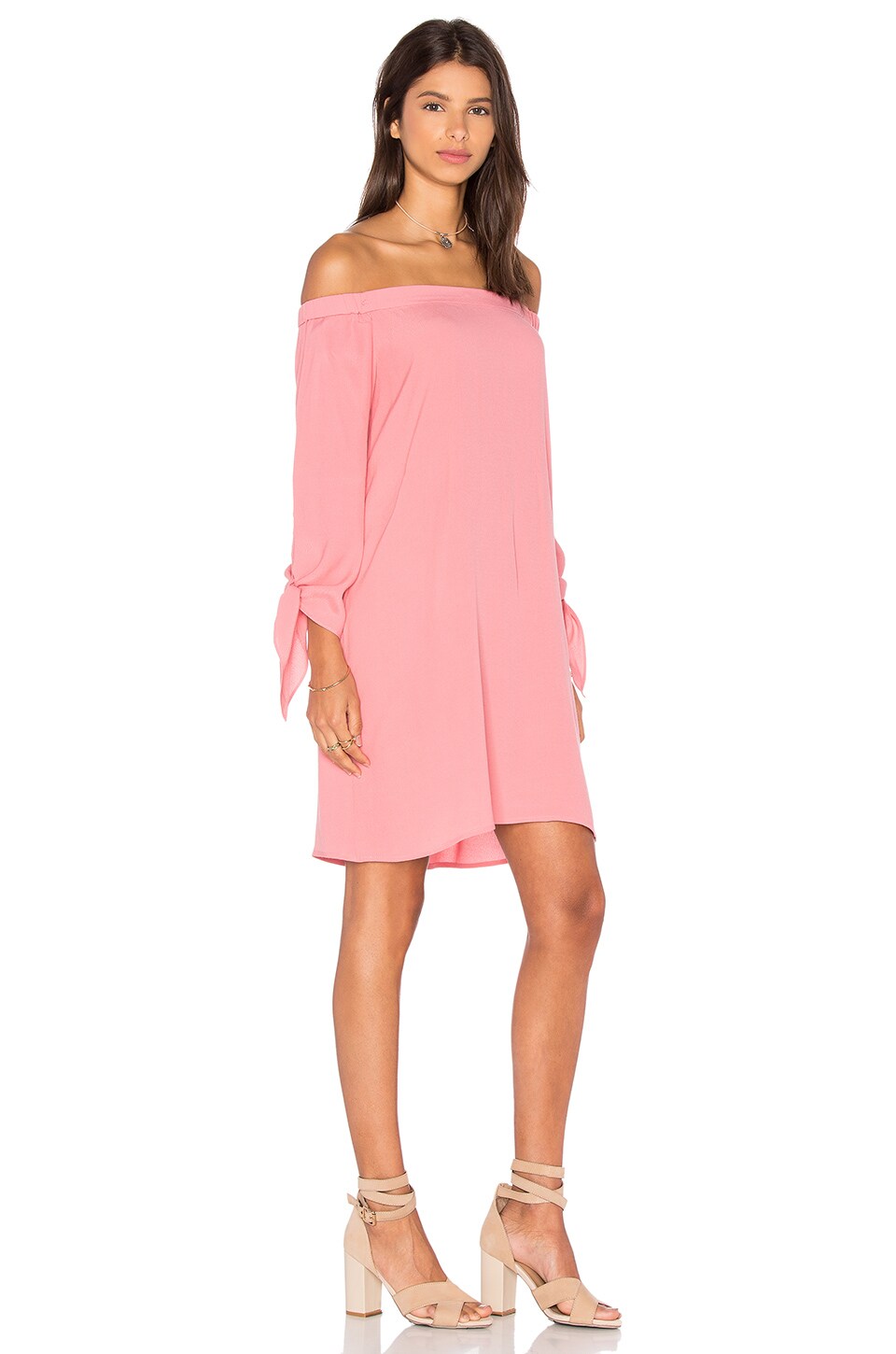 WAYF Off Shoulder Dress in Salmon | REVOLVE