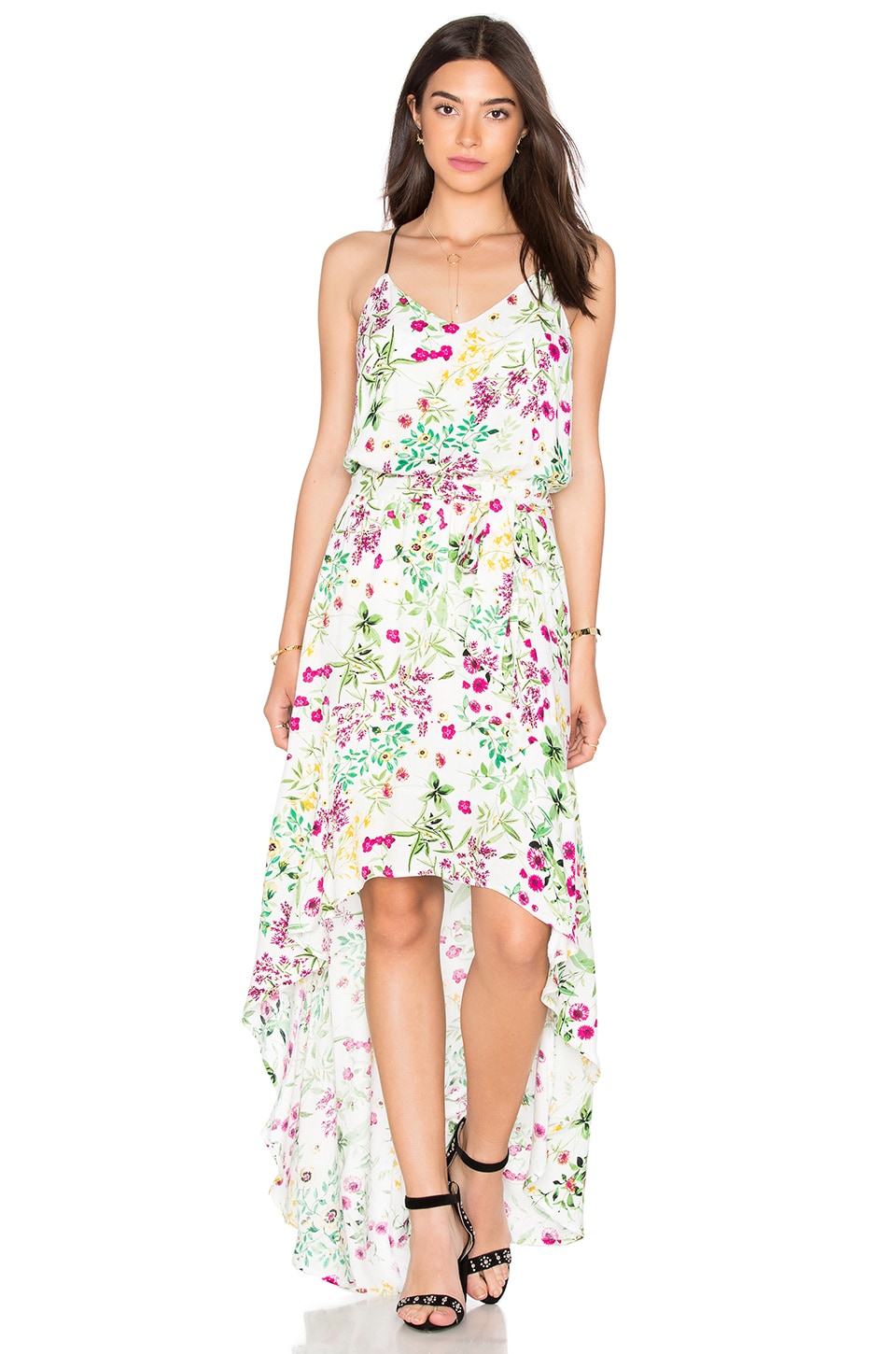 WAYF Hi Low Midi Dress in Ivory Floral | REVOLVE