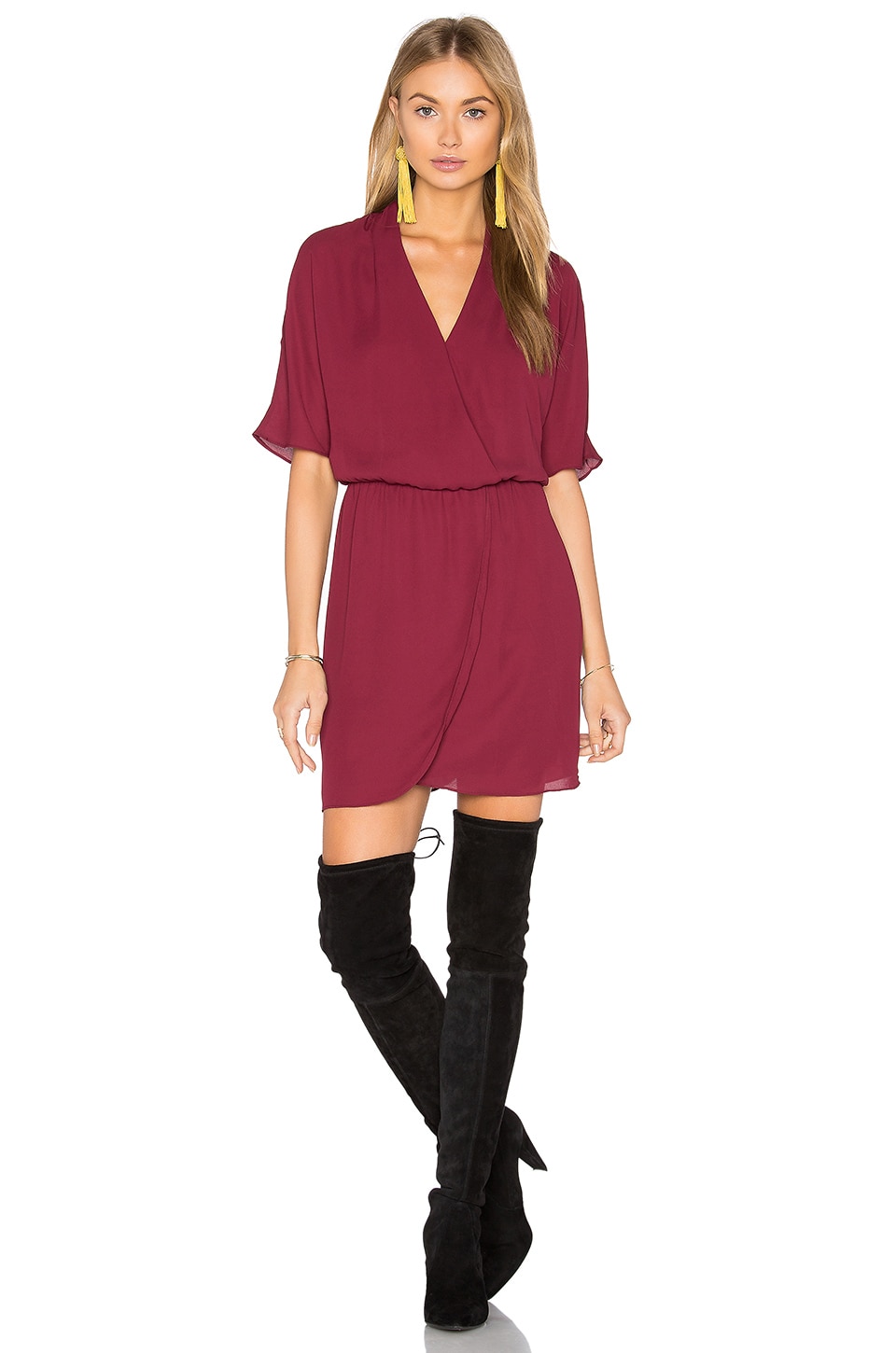 WAYF Sutherland Dolman Wrap Dress in Berry | REVOLVE