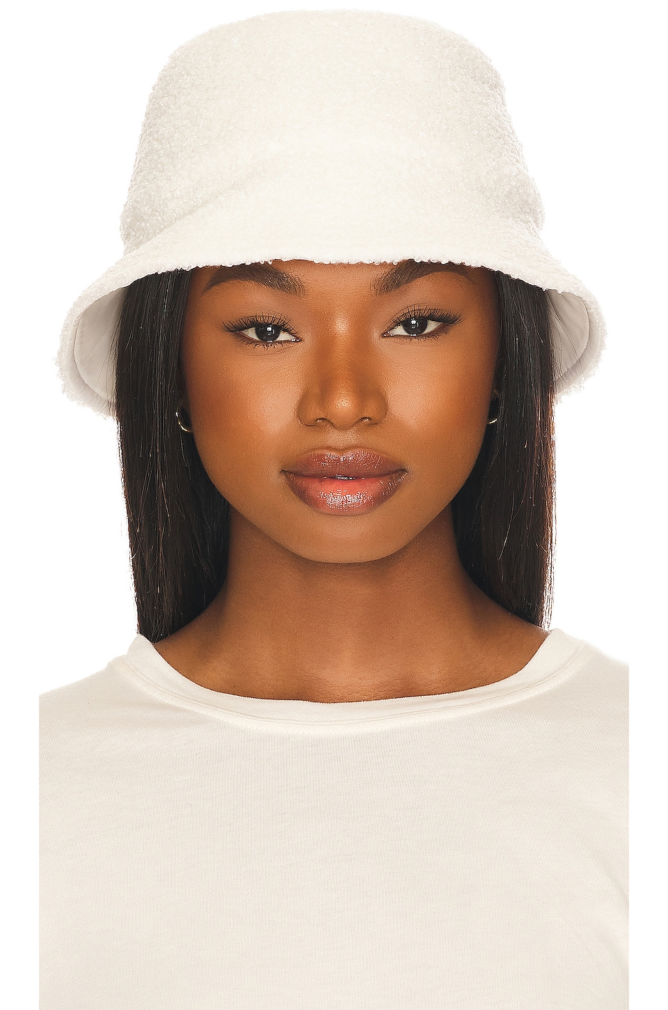 WellBeing + BeingWell Reversible Boucle Nylon Bucket Hat in Ivory | REVOLVE