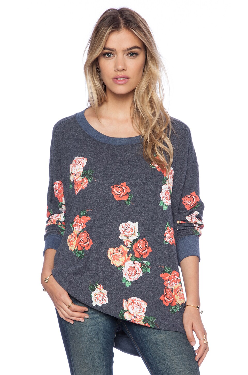 Wildfox Couture Rose Collage Road Trip Sweater in Oxford | REVOLVE