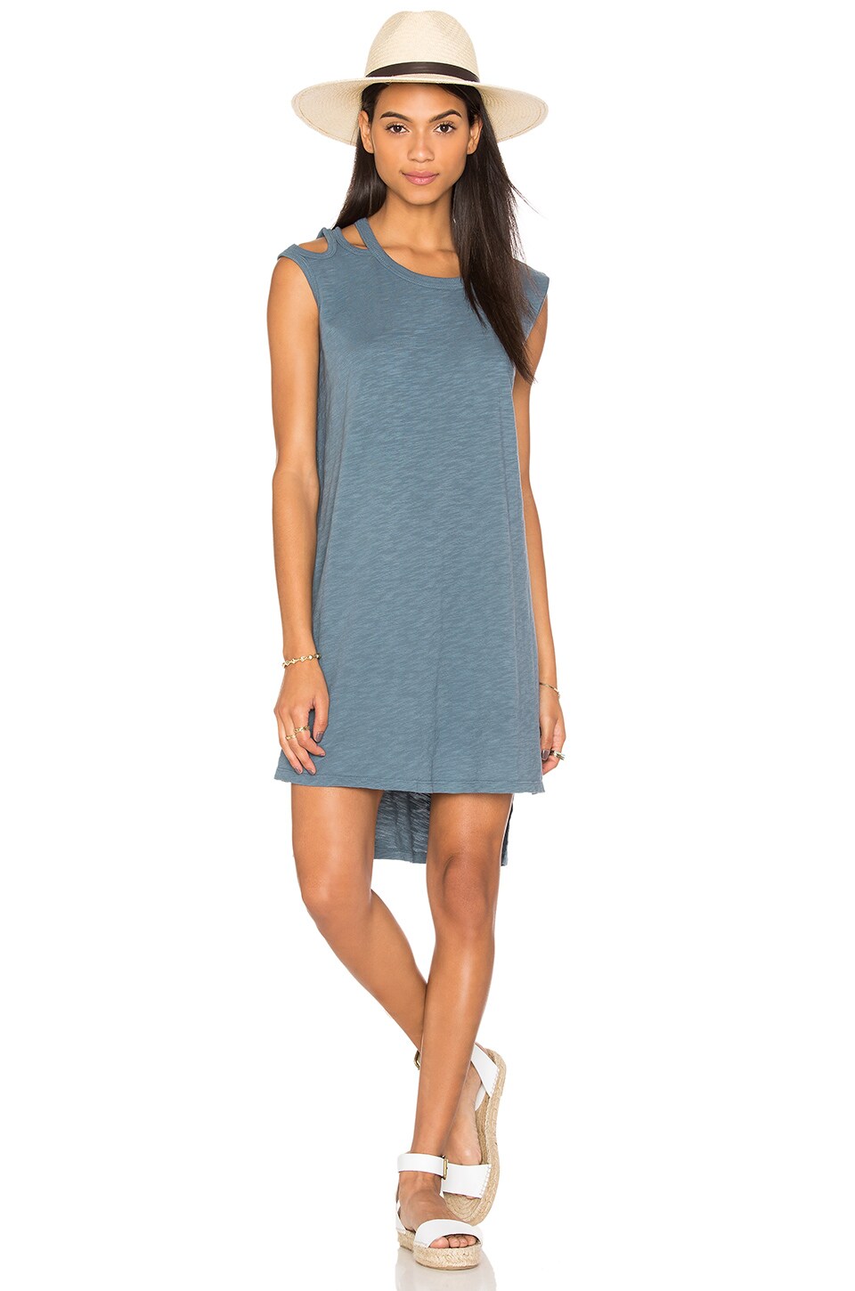 Wilt Slub Cutout Shoulder Muscle Tee Dress in Train | REVOLVE