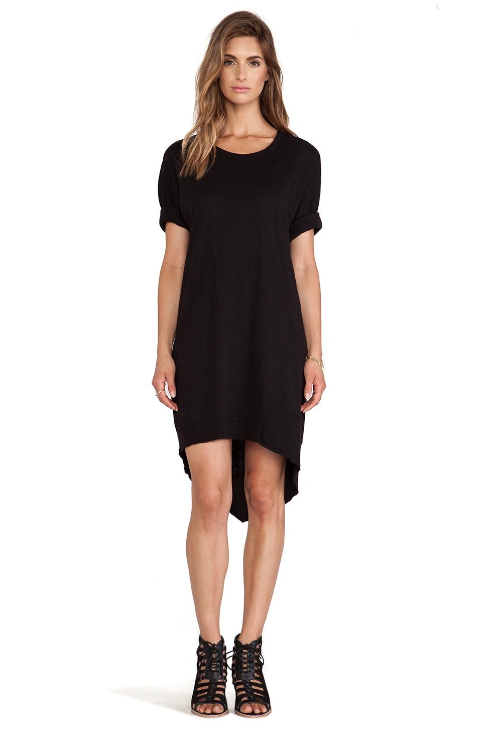 Wilt Slub Dolman Backslant Dress in Black | REVOLVE
