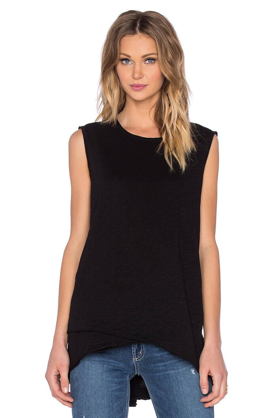 Wilt Slub Mock Layered Shell Tank in Black | REVOLVE