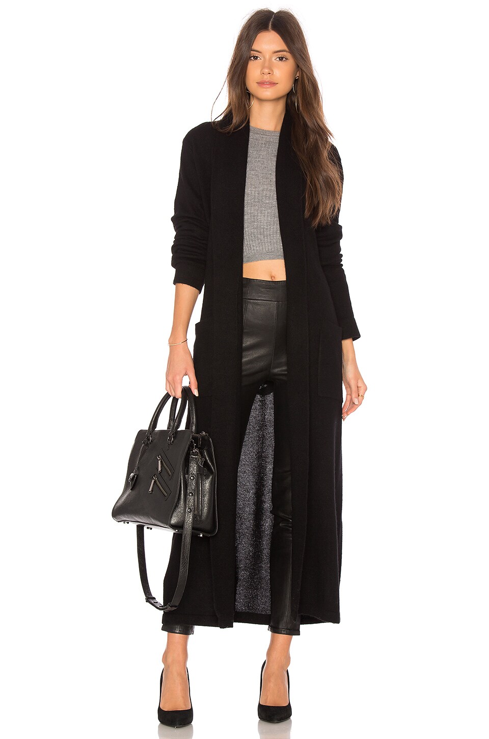 White & Warren Cashmere Luxe Robe in Black | REVOLVE